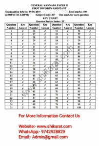 Karnataka FDA General Kannada 09-06-2019 Question Paper » Shikarat.com
